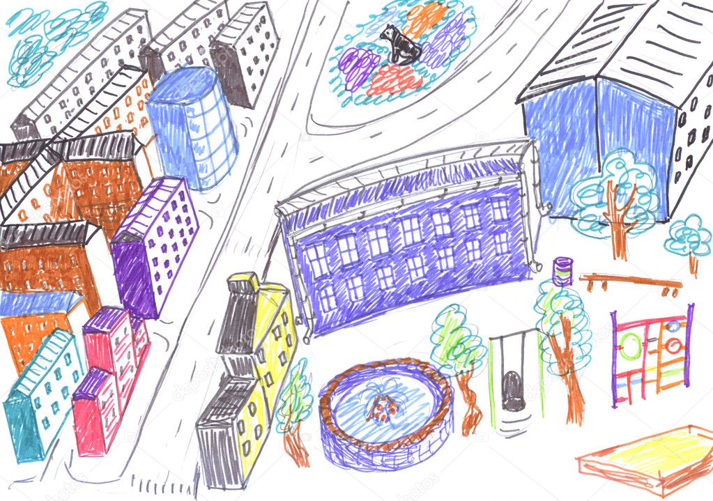 City colored drawing, concept — Stock Photo © nadyaus #1977405