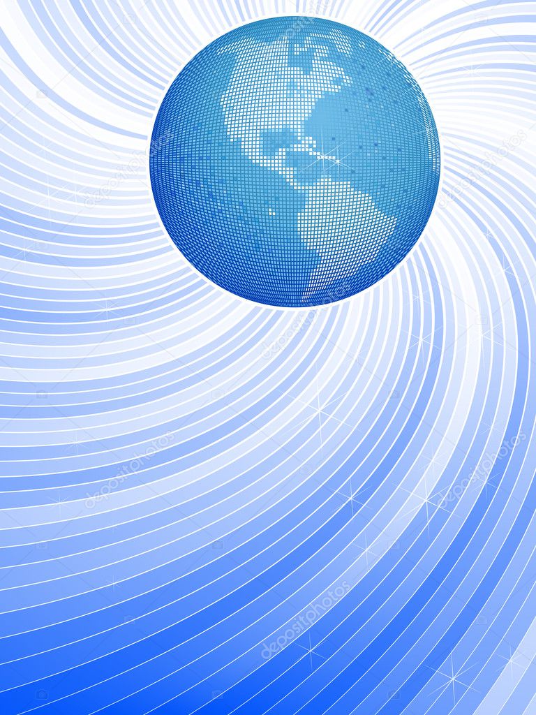 Globe and blue twisted lines Stock Vector Image by ©masterOK #1735503