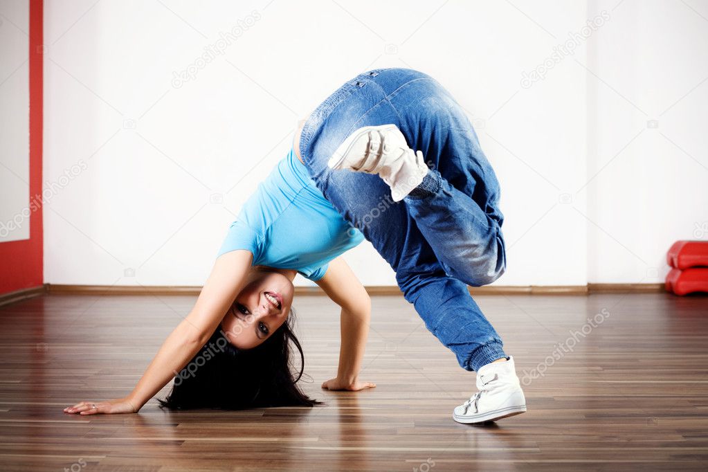 Woman dancing breakdance — Stock Photo © bdibdus #2221740