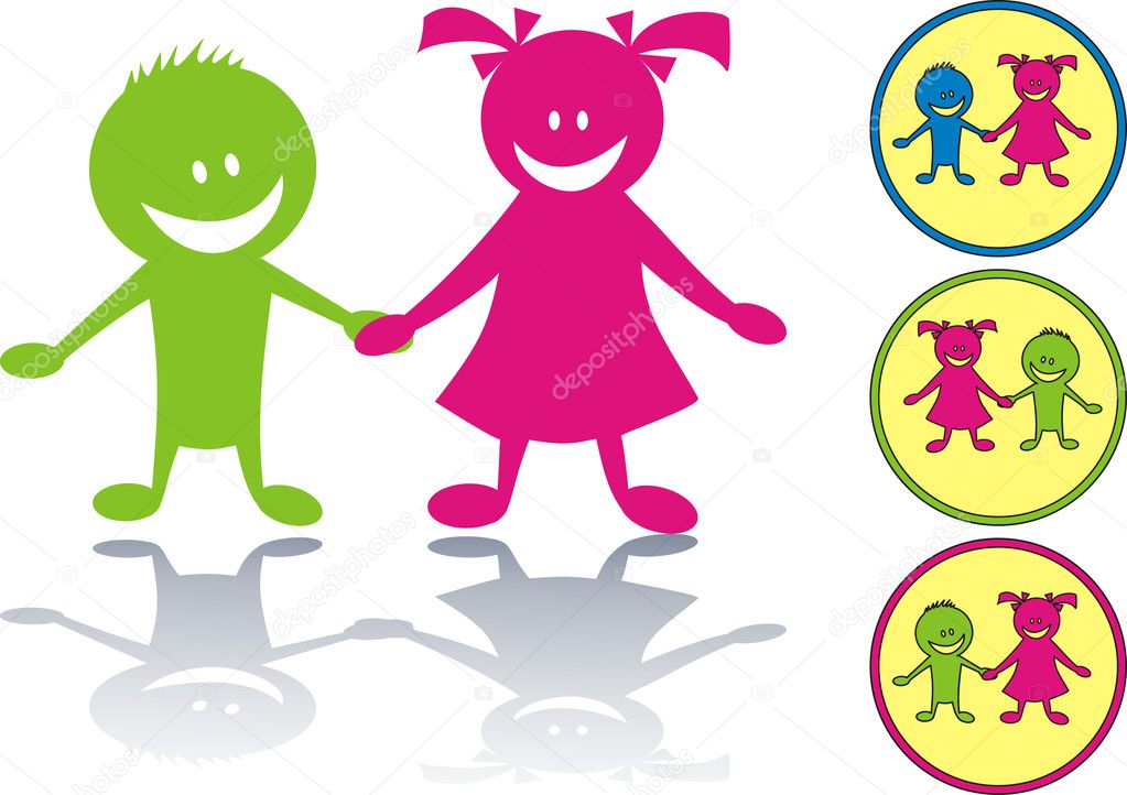 Happy children icon — Stock Vector © sushkonastya #2400421