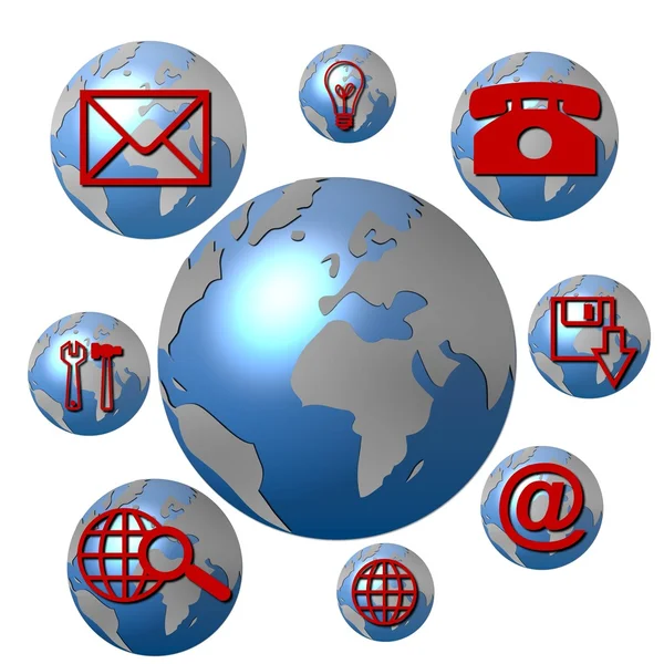 Worldmap with communication symbols — Stock Photo © pdesign #1829194