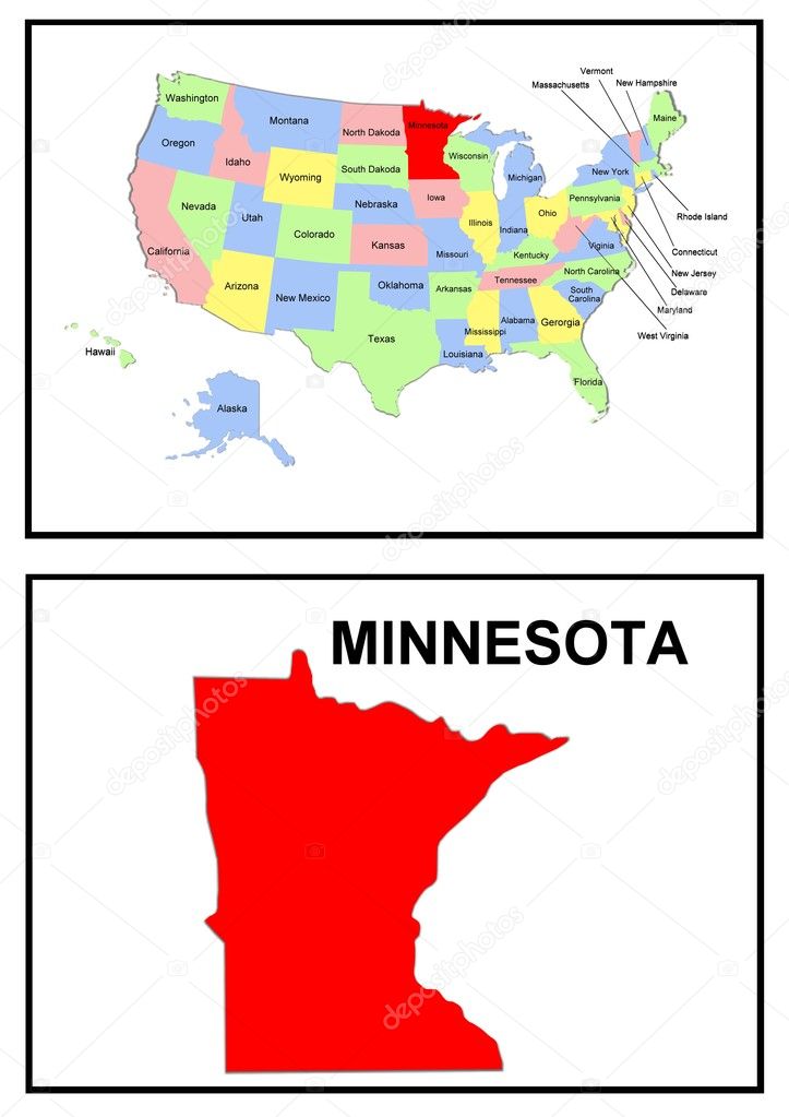 Mapa de estado de Estados Unidos minnesota — Foto de stock © pdesign ...