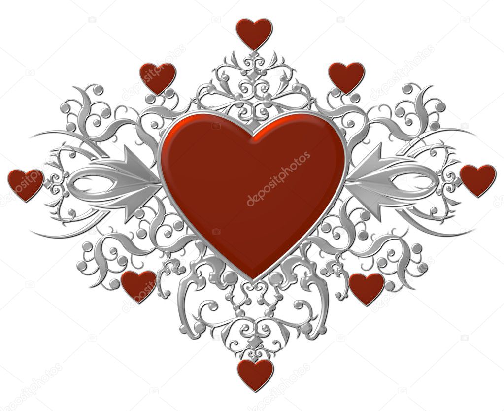 Red heraldic heart Stock Illustration by ©pdesign #1829499