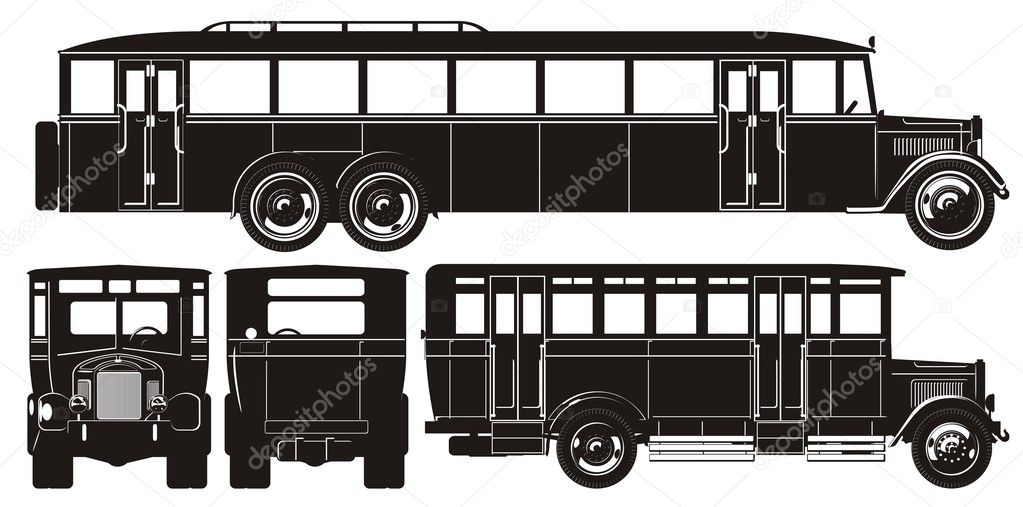 Vector retro bus set — Stock Vector © mechanik #1812323