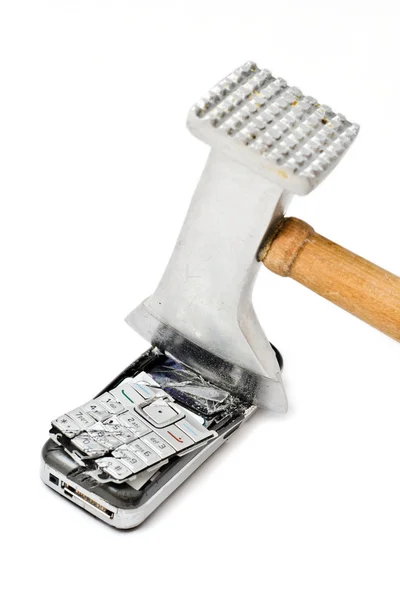 Hammer smashing cellular phone — Stock Photo © digitalr #1686754