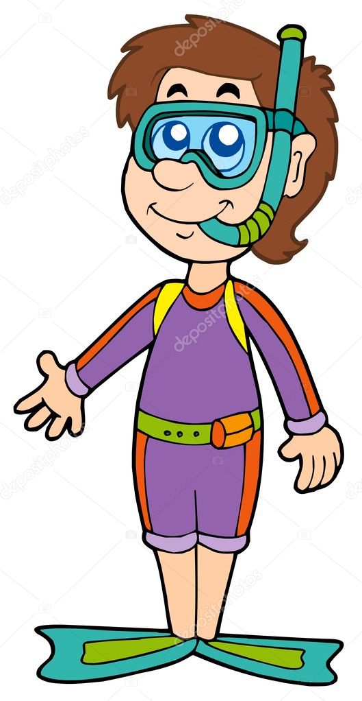 Image vectorielle Dessin animé plongeur tuba par ©clairev - 2148160