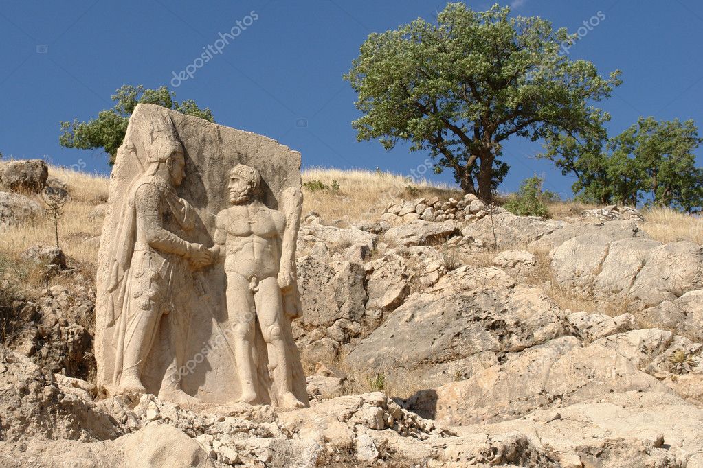 Statues on Mount Nemrut Turkey ⬇ Stock Photo, Image by © orhancam #2206364