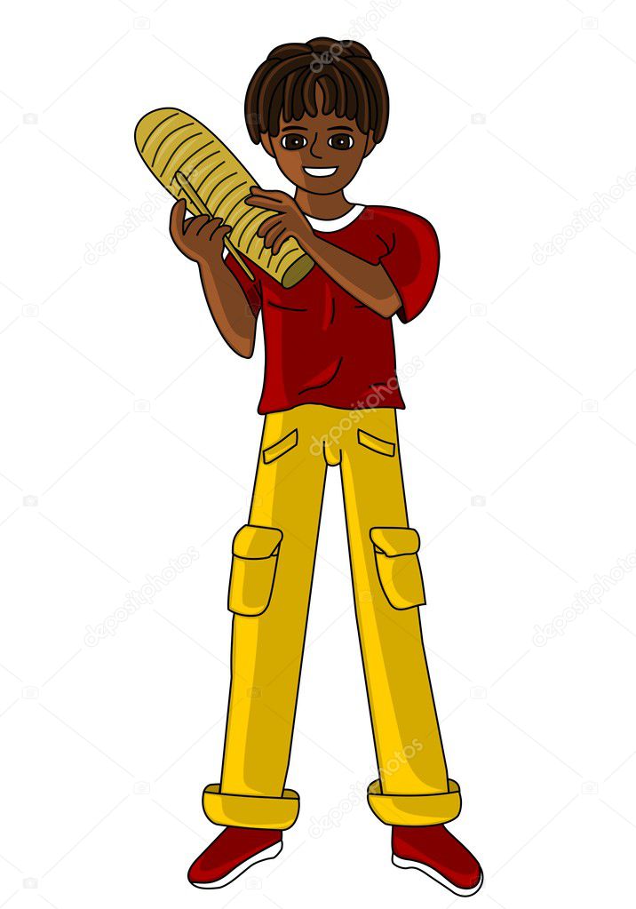 Young percussionist playing the guiro — Stock Vector © maxiharmony #2262258