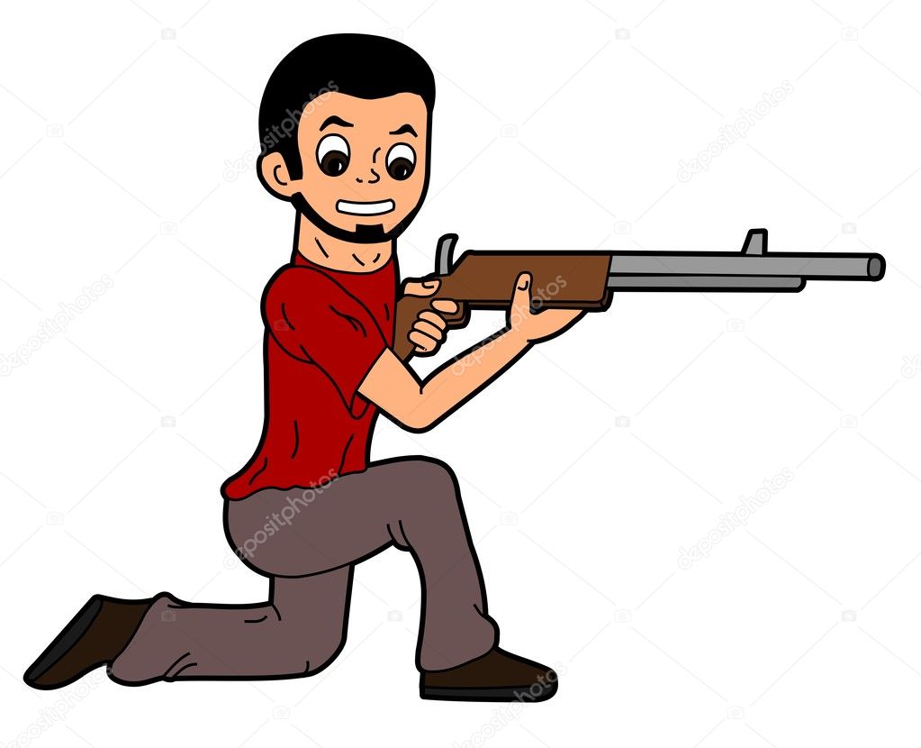 Cartoon man holding rifle — Stock Vector © maxiharmony #2566173