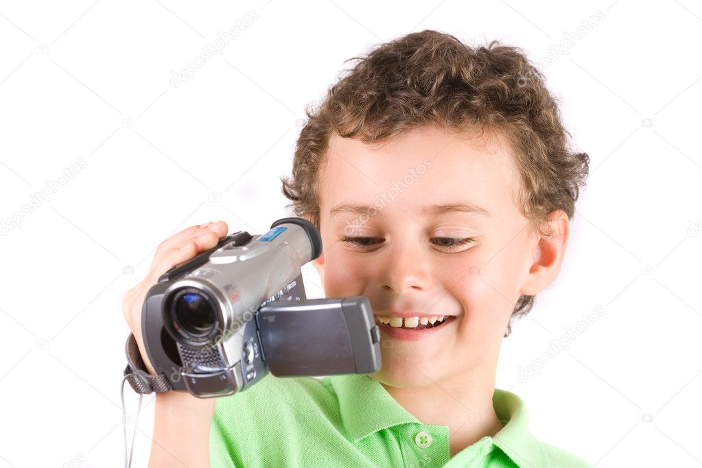 Boy using video camera Stock Photo by ©Xalanx 2250799