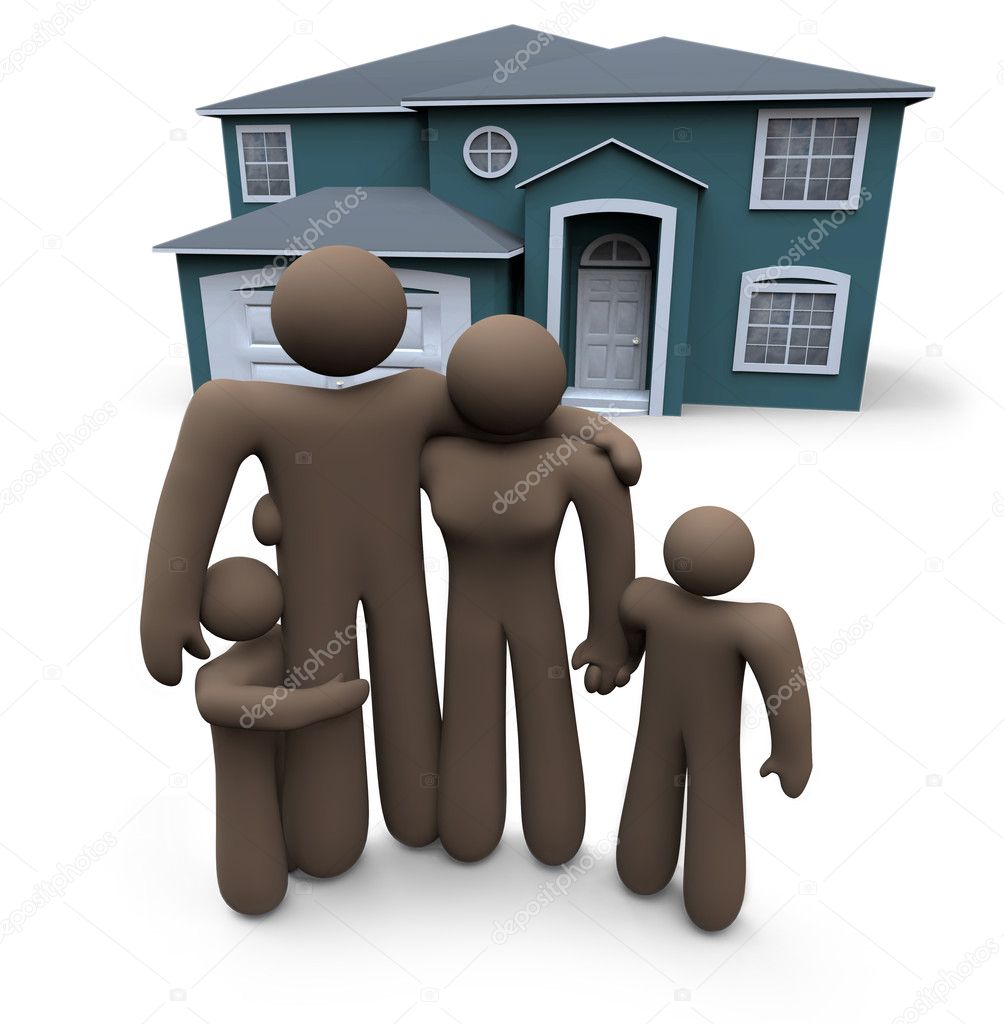 Family Stands in Front of House — Stock Photo © iqoncept #2075341