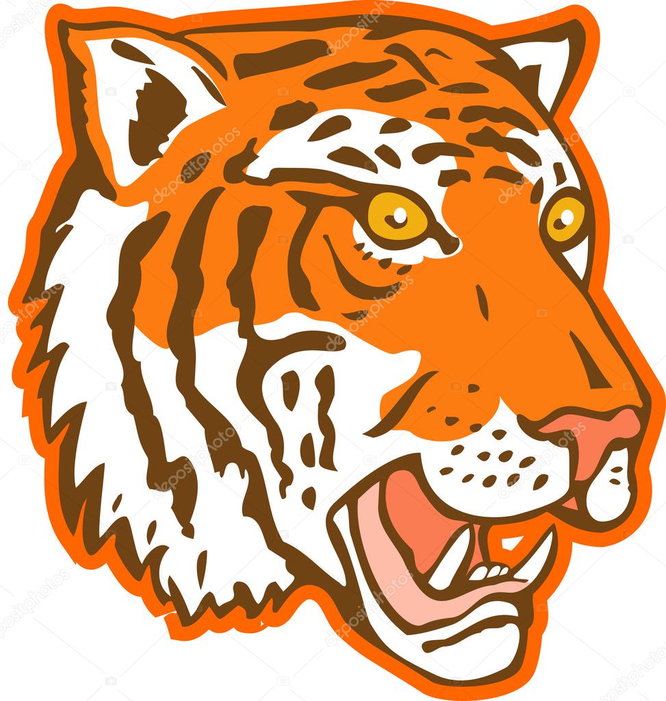 Tiger head facing side view Stock Illustration by ©patrimonio #2061676