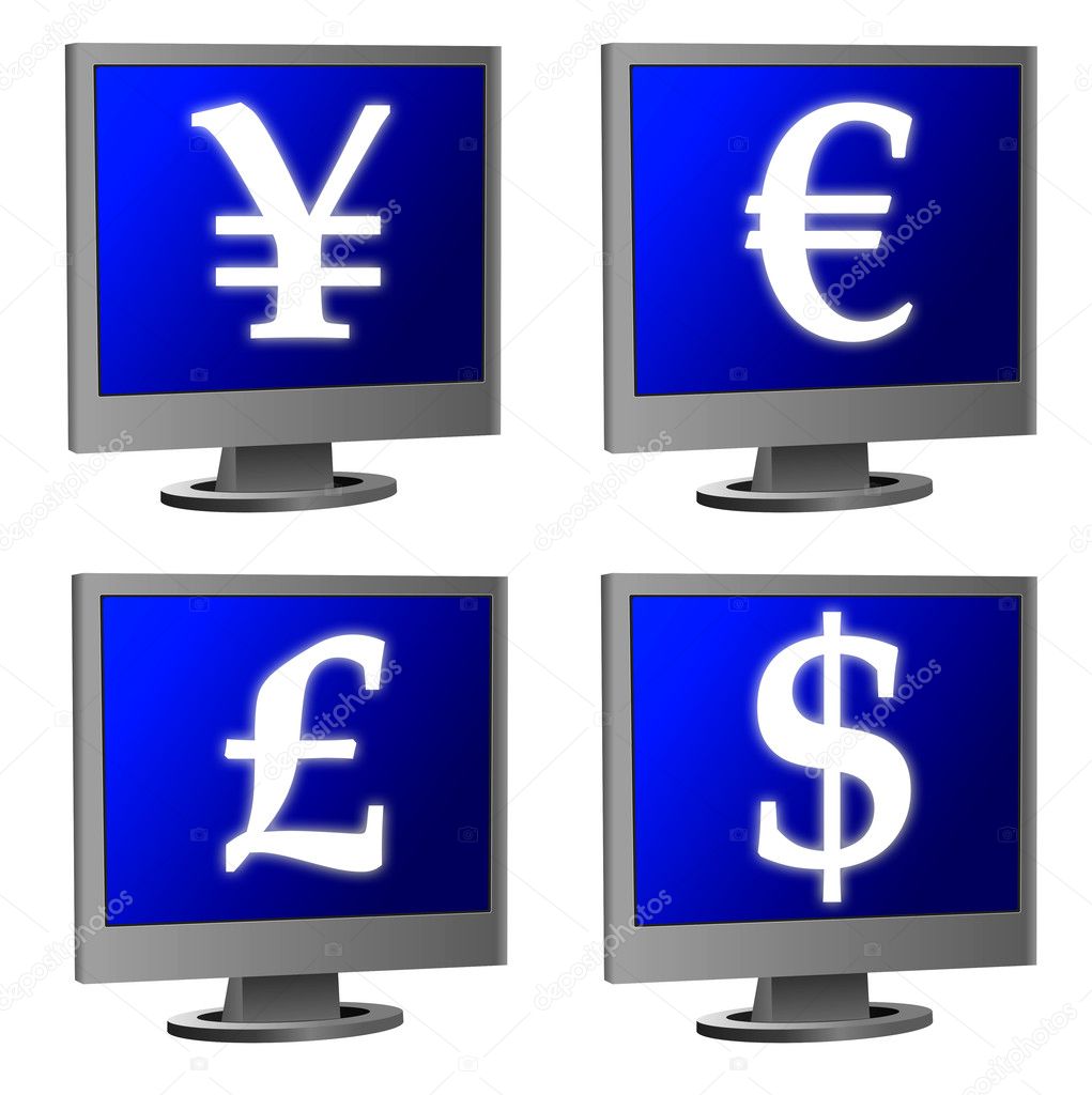 Computer monitor with currency symbols — Stock Photo © patrimonio #2063766