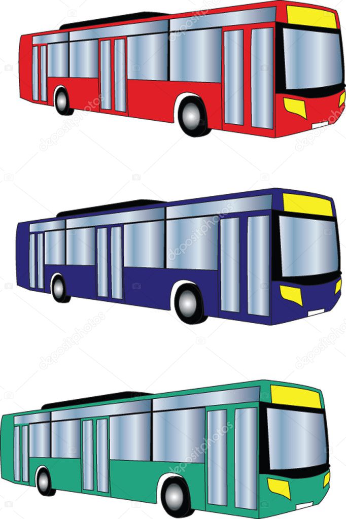 Bus collection in different color — Stock Vector © violeta #2118888