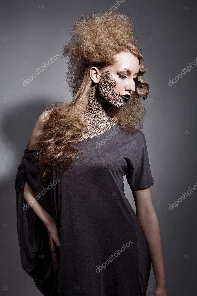 Hair style with body art — Stock Photo © keepcolored #2431846