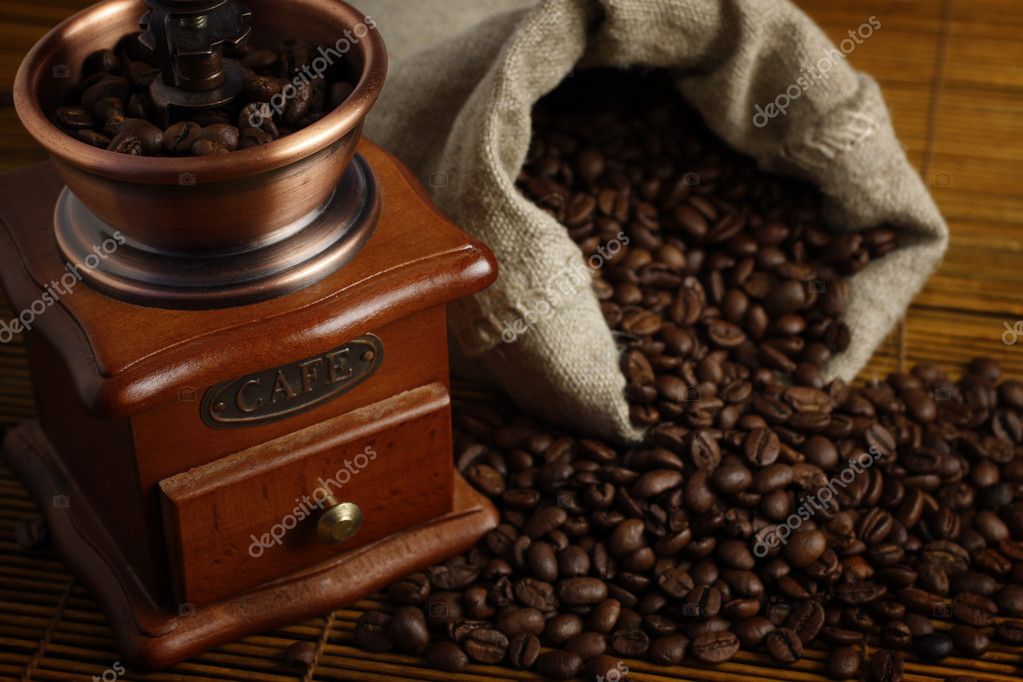 Coffee Grinder and bag Stock Photo by ©BrunoWeltmann 2061773
