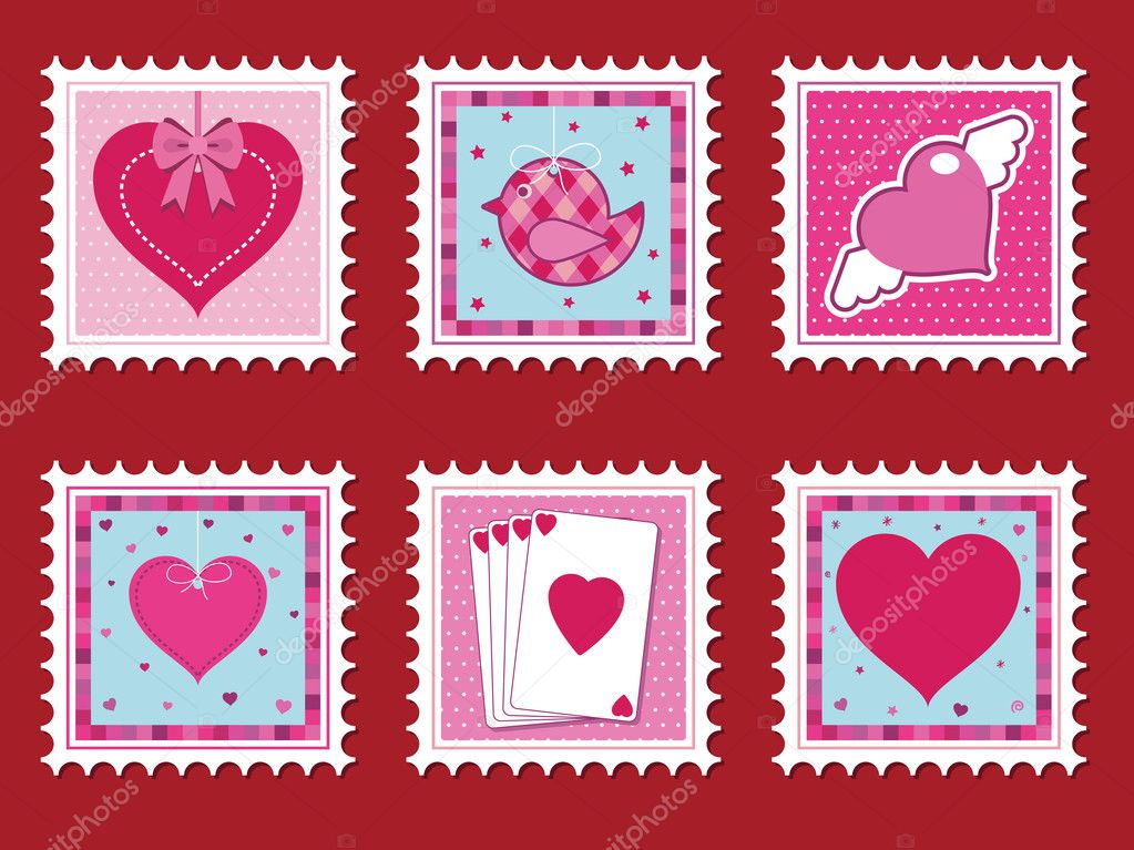 Valentine stamps — Stock Vector © mattasbestos #2076884