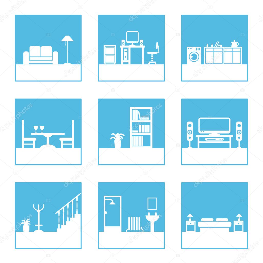Room icons — Stock Vector © mattasbestos #2077384