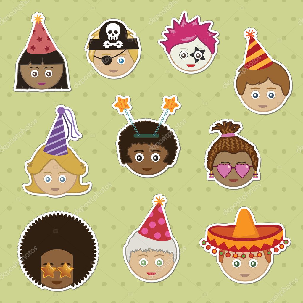 Party kids stickers — Stock Vector © mattasbestos #2251331 Party kids stickers — Stock Vector © mattasbestos #2251331