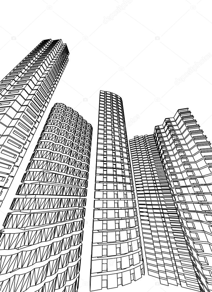 3d sketch monochrome architecture Stock Photo by ©ganzaless 2160955