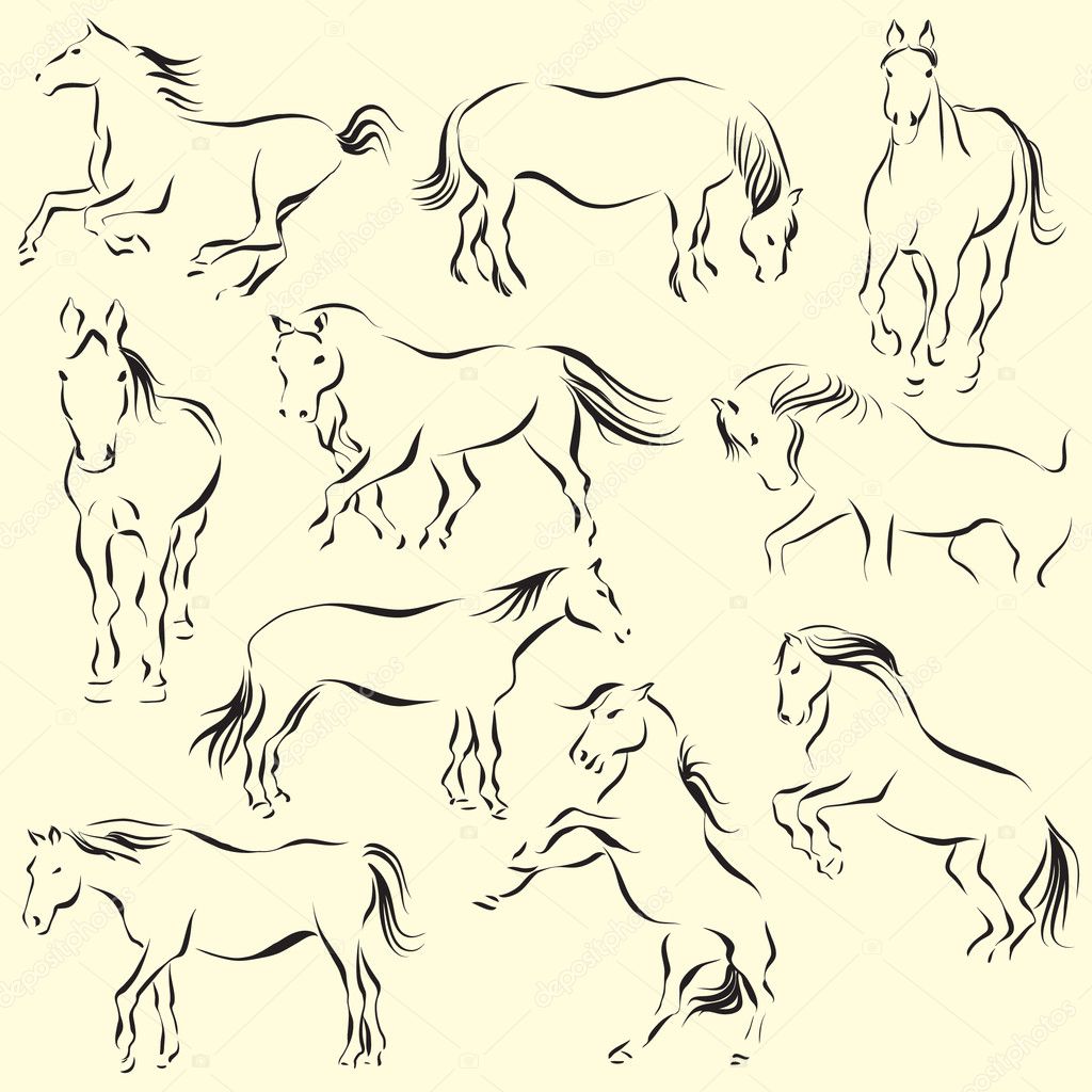 Ten horses set Stock Vector by ©tajim1 2474660