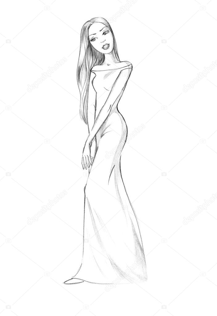 Beautiful woman in dress Stock Illustration by ©elightshow #2291530