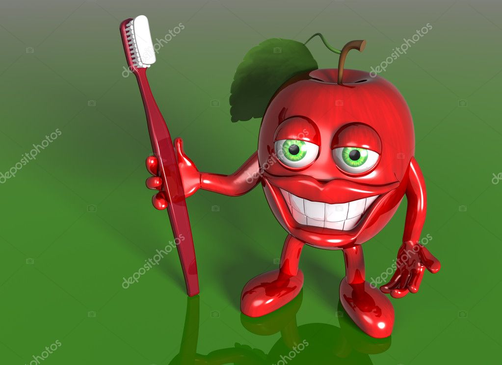 Apple with a big grin Stock Photo by ©paulfleet 2213182