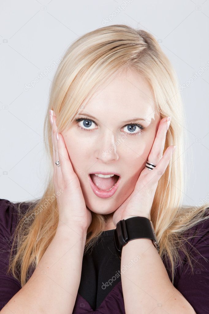 Blond woman with open mouth, Stock Photo by ©varlyte 2390983