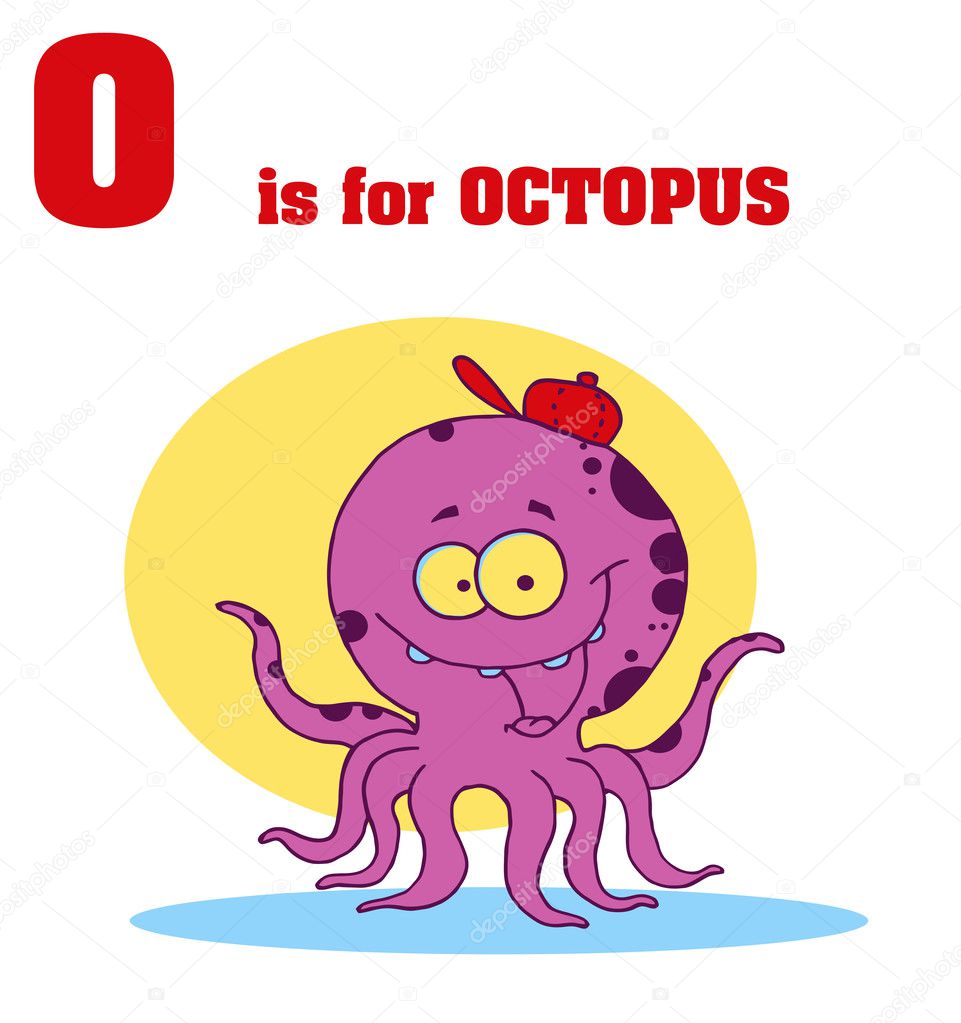 Funny Cartoons Alphabet with Text-O Stock Illustration by ©HitToon #2610107