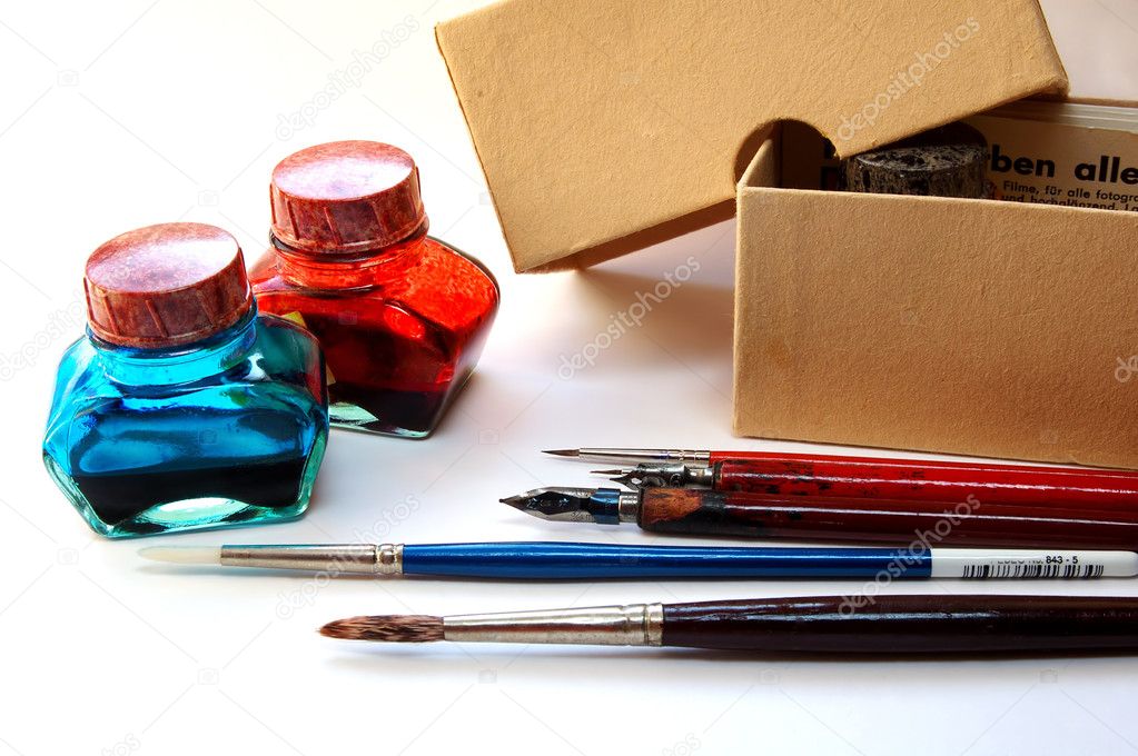 Vintage coloring set with box — Stock Photo © Miiisha #2408411