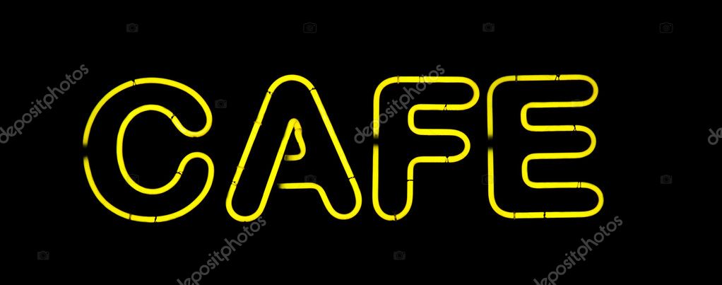 Cafe yellow neon sign Stock Photo by ©ldambies 2409603