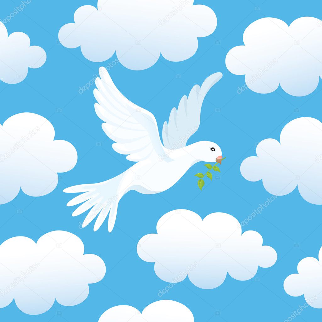 Seamless background with dove in clouds Stock Vector Image by ©Antonuk ...