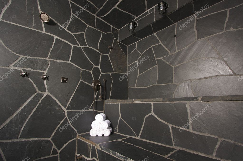 Custom Slate River Rock Steam Room — Stock Photo © Feverpitch #2359505