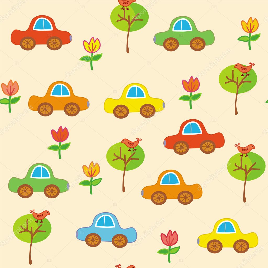 Patrón de coches de dibujos animados sin costura 2024