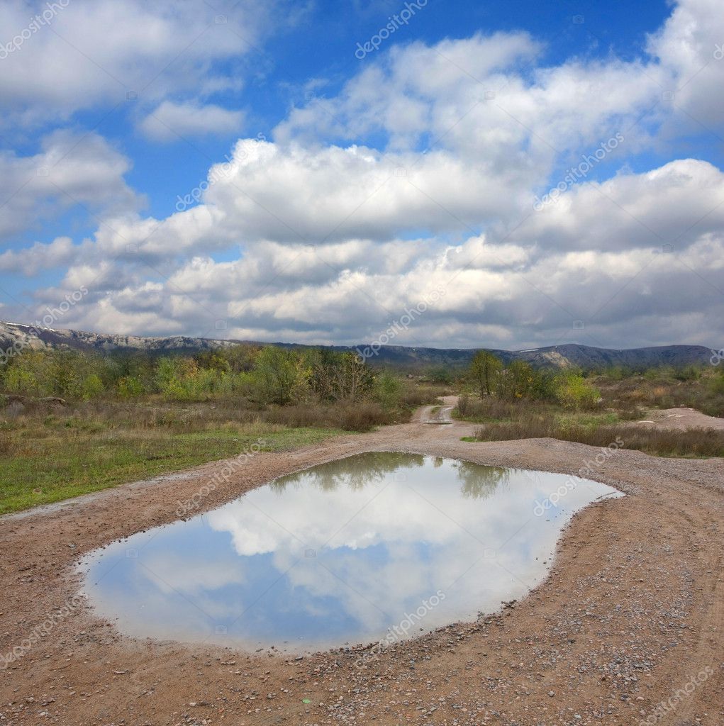 Puddle on road after rain — Stock Photo © pklimenko #2579377